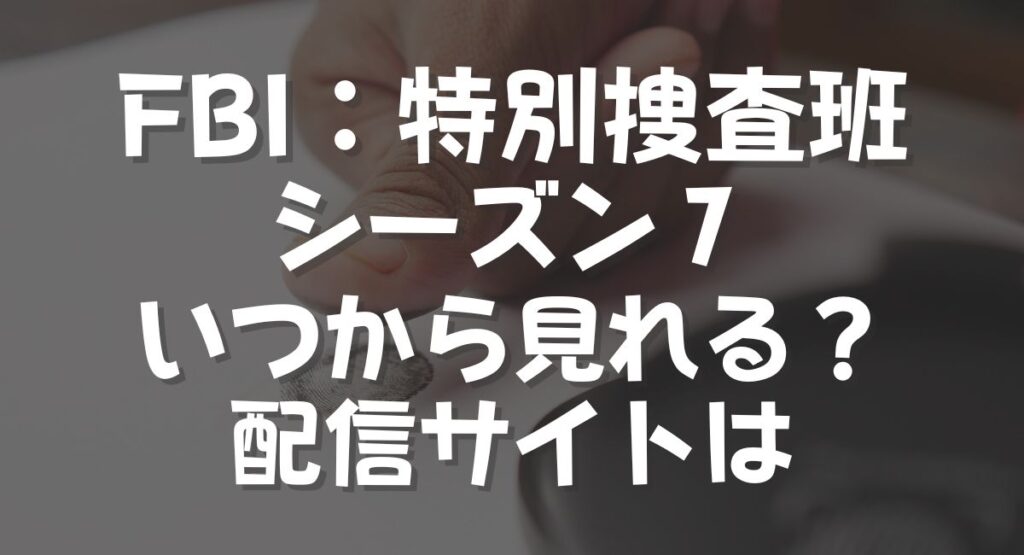 「FBI：特別捜査班」シーズン7はいつから見れる？配信サイトは